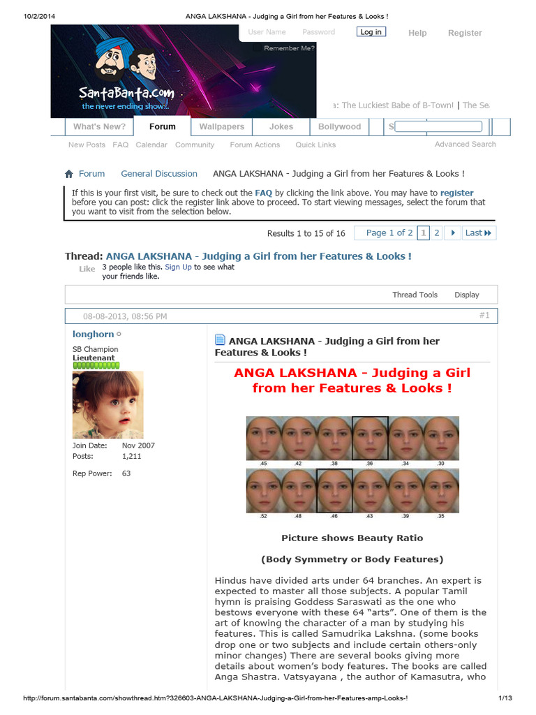 ANGA LAKSHANA - Judging A Girl From Her Features & Looks ! | PDF