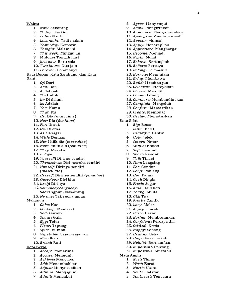 1000 kosa kata dalam bahasa inggris | PDF