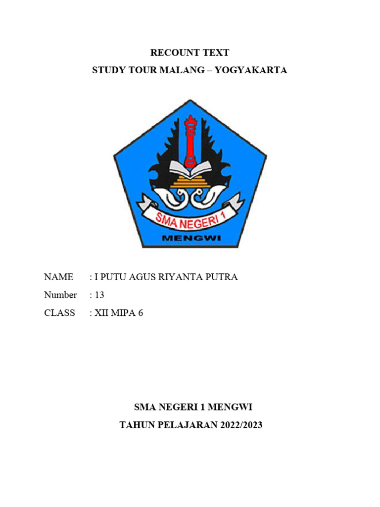 RECOUNT TEXT Tugas Study Tour | PDF