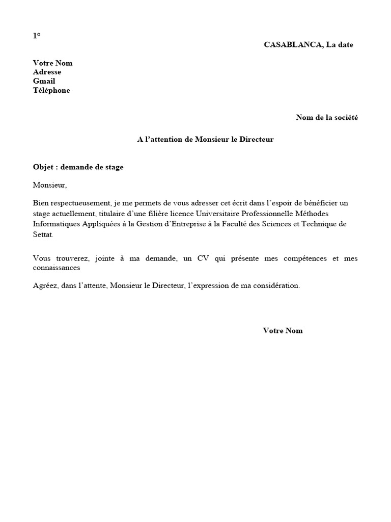 Exemple Demande de Stage | PDF