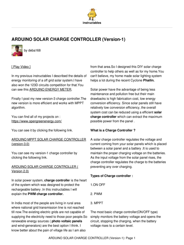 Arduino Solar Charge Controller PWM | PDF | Rechargeable Battery | Mosfet Arduino Solar Charge Controller PWM | PDF | Rechargeable Battery | Mosfet