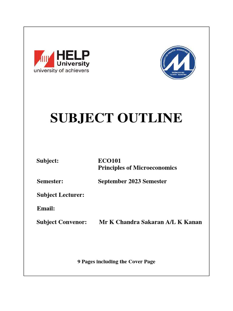 UFM ECO101 Subject Outline - September 2023 Semester | PDF | Economics ...
