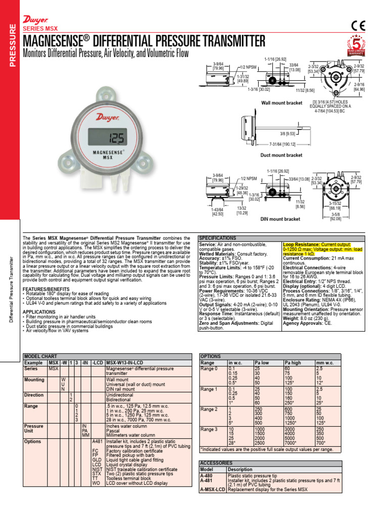 Dwyer MSX - I Pressure | Download Free PDF | Pressure Measurement ...