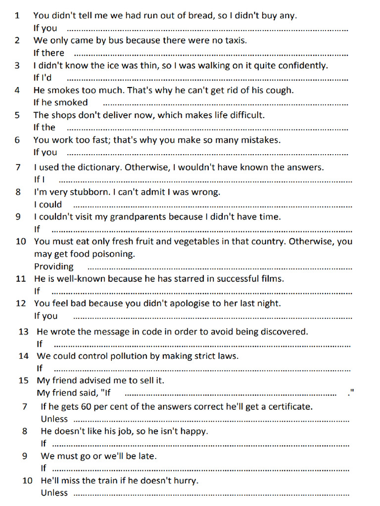 Conditionals Rephrasing 2 Pdf