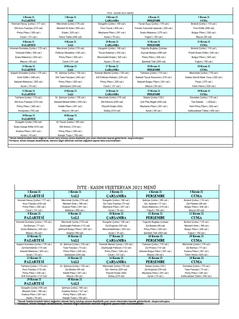 Kasim 2021 Menü Pdf