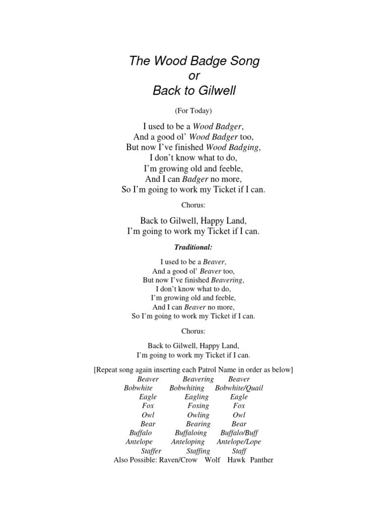 Wood Badge Song | PDF