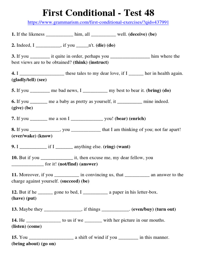 Grammarism First Conditional Test 48 1322953 | PDF