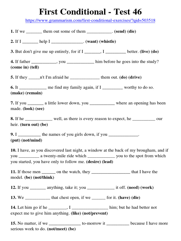 First Conditional Exercise Test 46 | PDF | Language Arts & Discipline