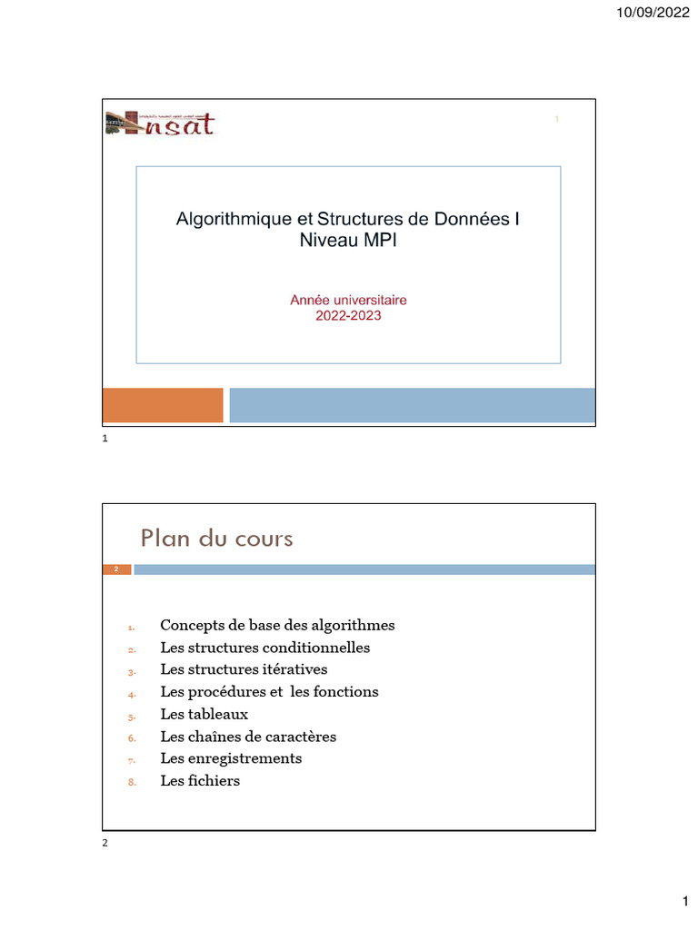Chapitre 1-Algorithmique & SD | PDF | Variable (informatique ...