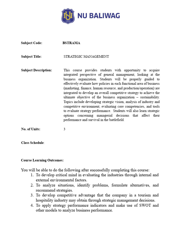 Strama MGT Week 1-2 | PDF