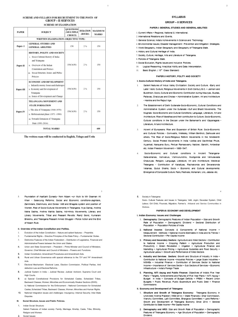 TSPSC Syllabus | PDF | Welfare | Economic Growth