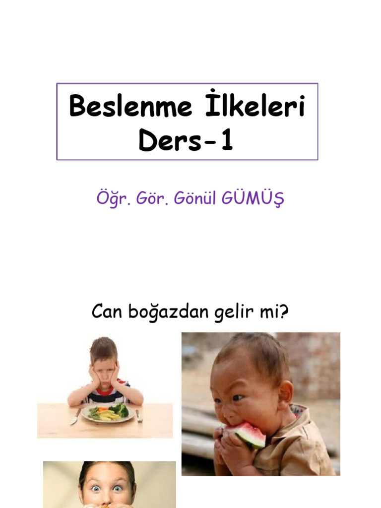 Beslenme İlkeleri 1. Ders | PDF