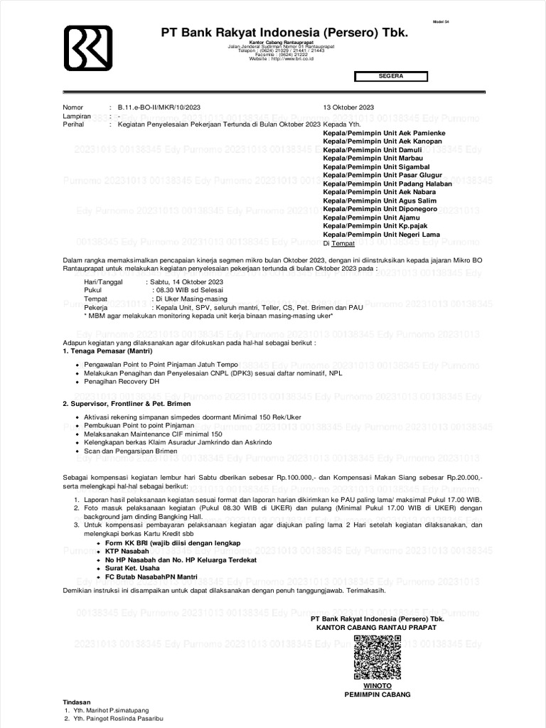 Kegiatan Penyelesaian Pekerjaan Tertunda Tgl 14 Oktober 2023 | PDF