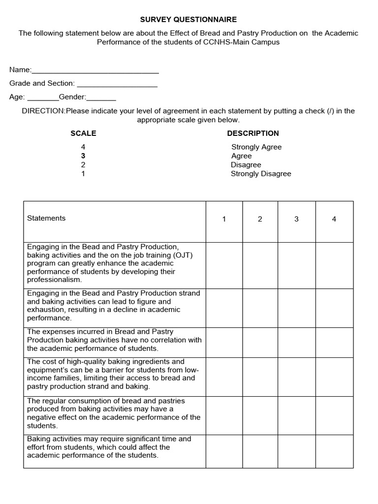 Survey Questionnaire | PDF