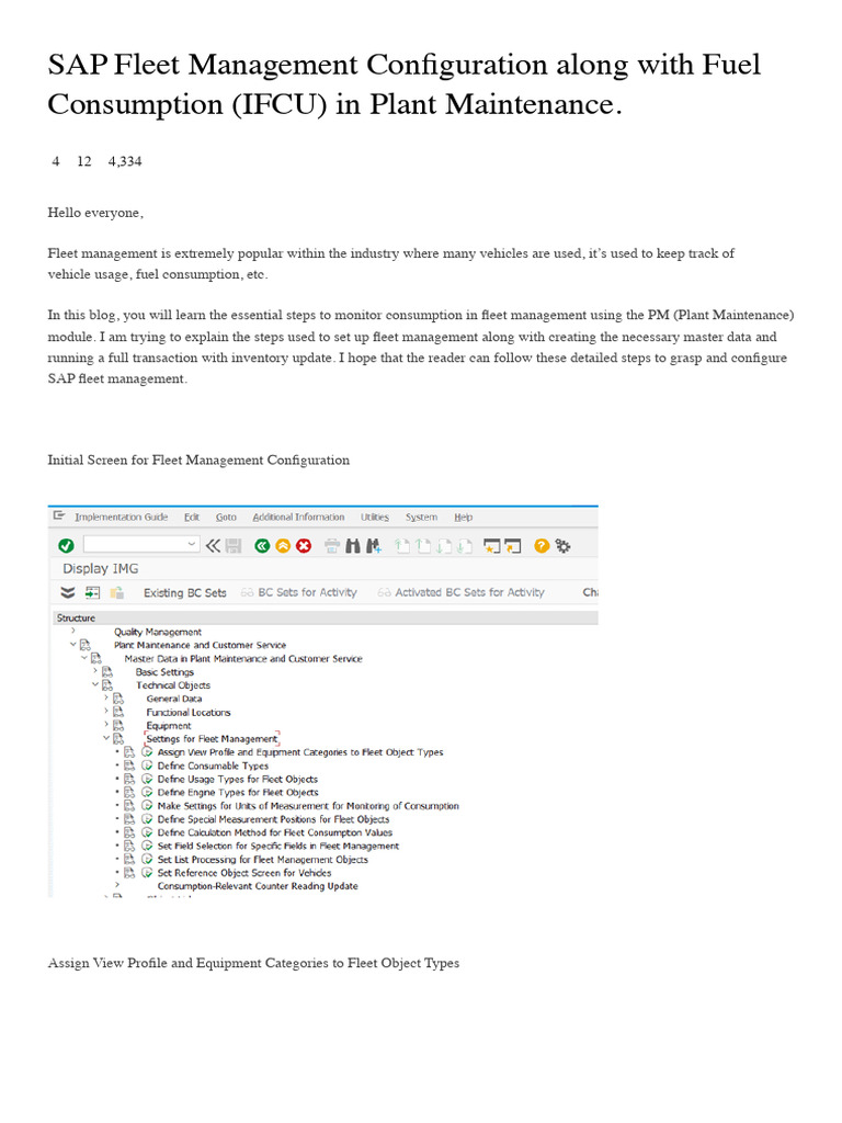 SAP Fleet Management With Fuel Consumption (IFCU) | PDF | Filling ...