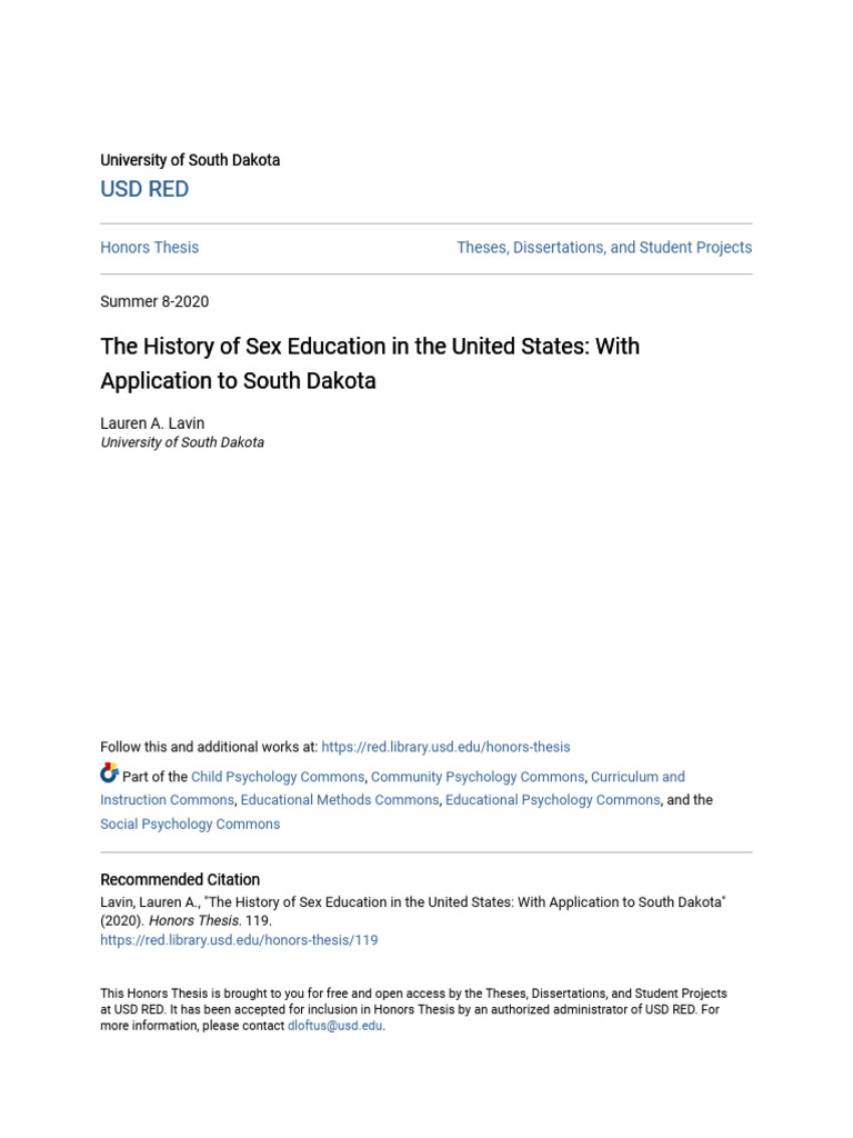 The History Of Sex Education In The United States With Applicati