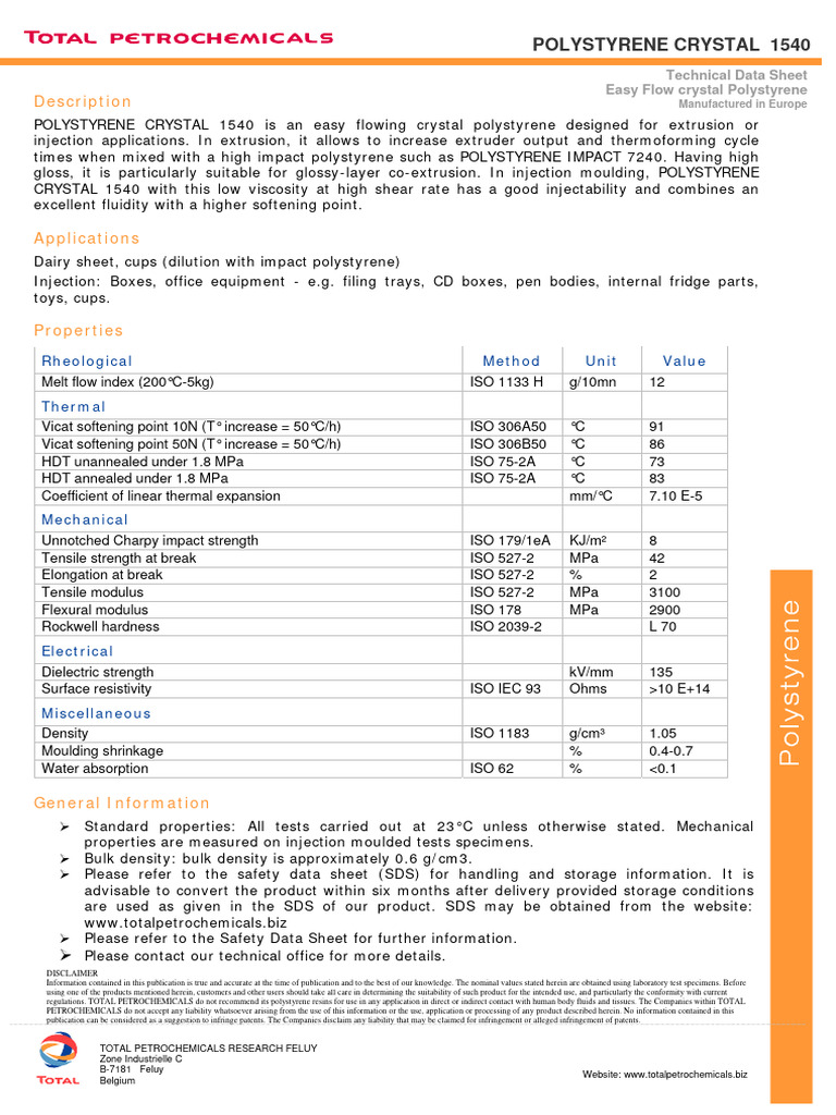 Total 1540 | PDF | Polystyrene | Viscosity