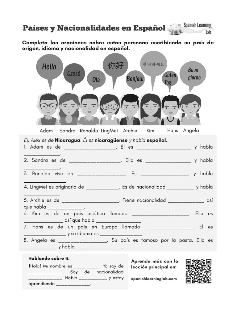 Paises y Nacionalidades Con Respuestas | PDF