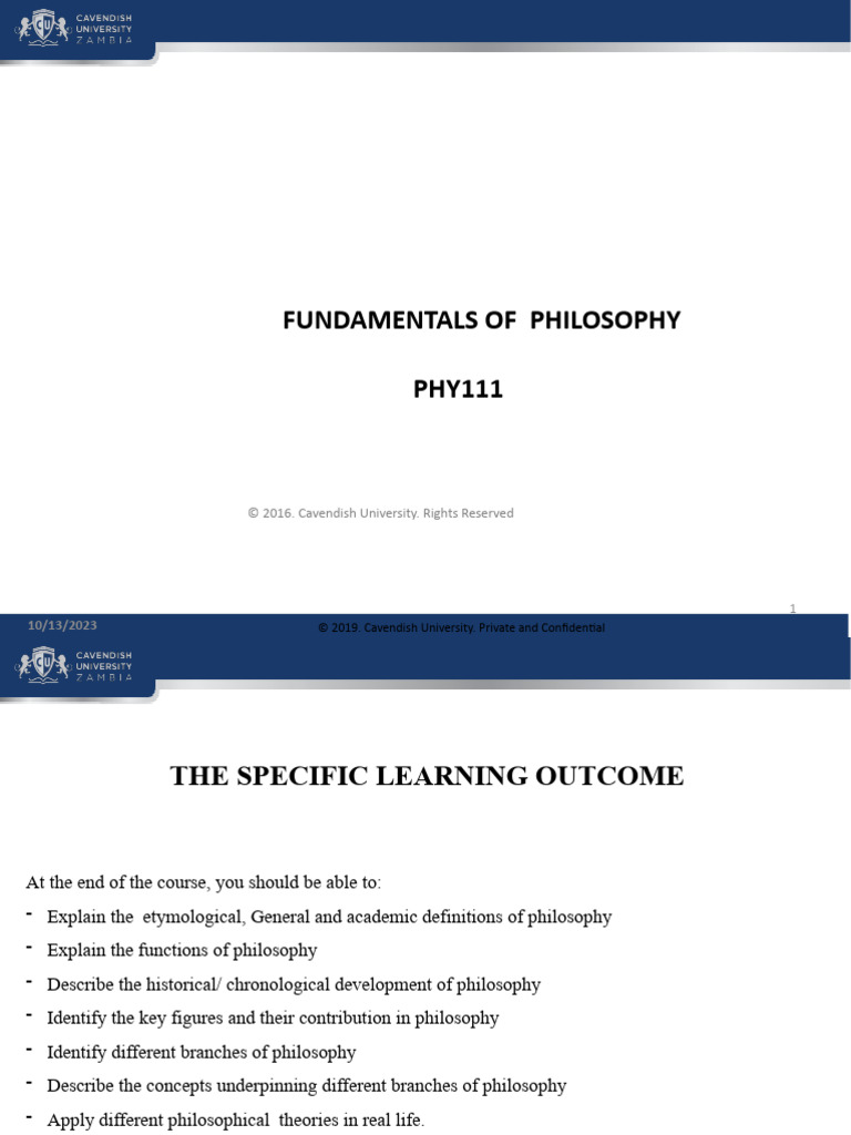 Fundamentals of Philosophy-Phy 111 Slides - 103507 | PDF | Hedonism | Rationalism