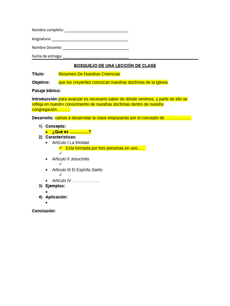 Bosquejo de Una Leccion de Clase | PDF