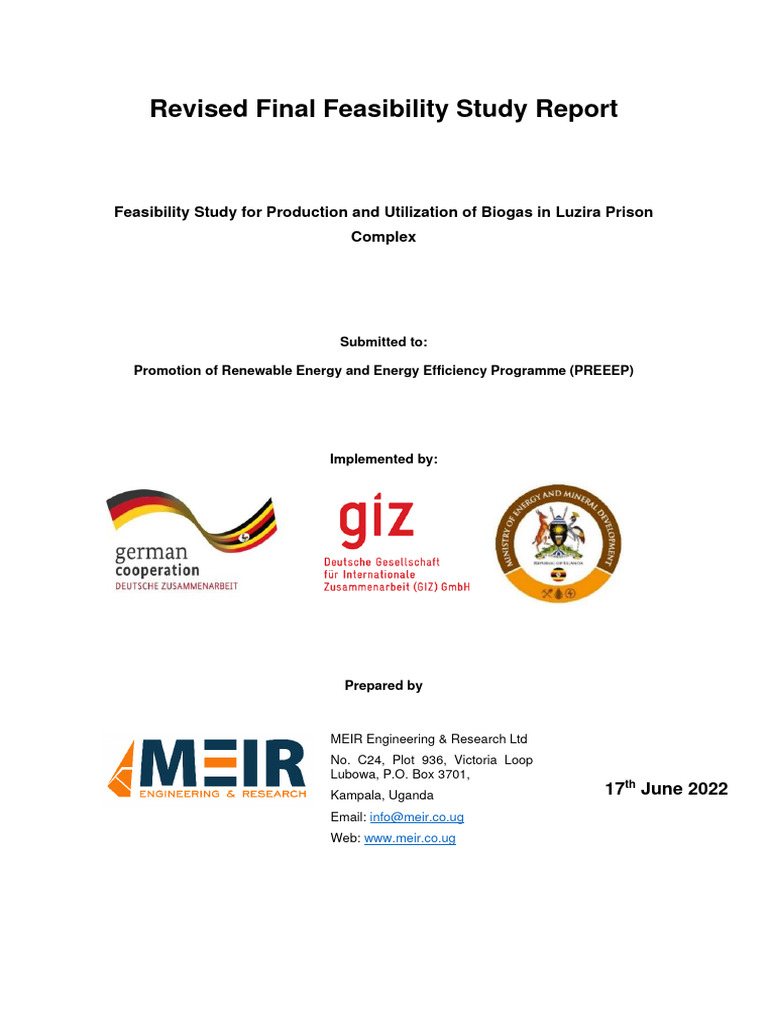 GIZ Biogas - Feasibility Study - Revised Final Report - Luzira Prison - 17.06.2022 | PDF ...