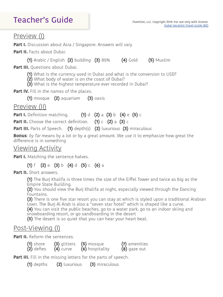 Dubaivacationtravelguide Teacherguide | PDF | History