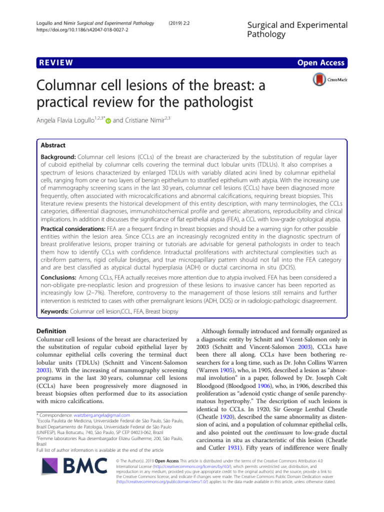 Columnar Cell Lesions of The Breast: A Practical Review For The ...