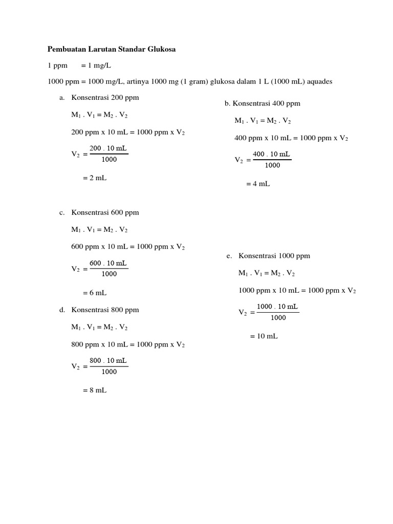 Pembuatan Larutan Standar Glukosa | PDF