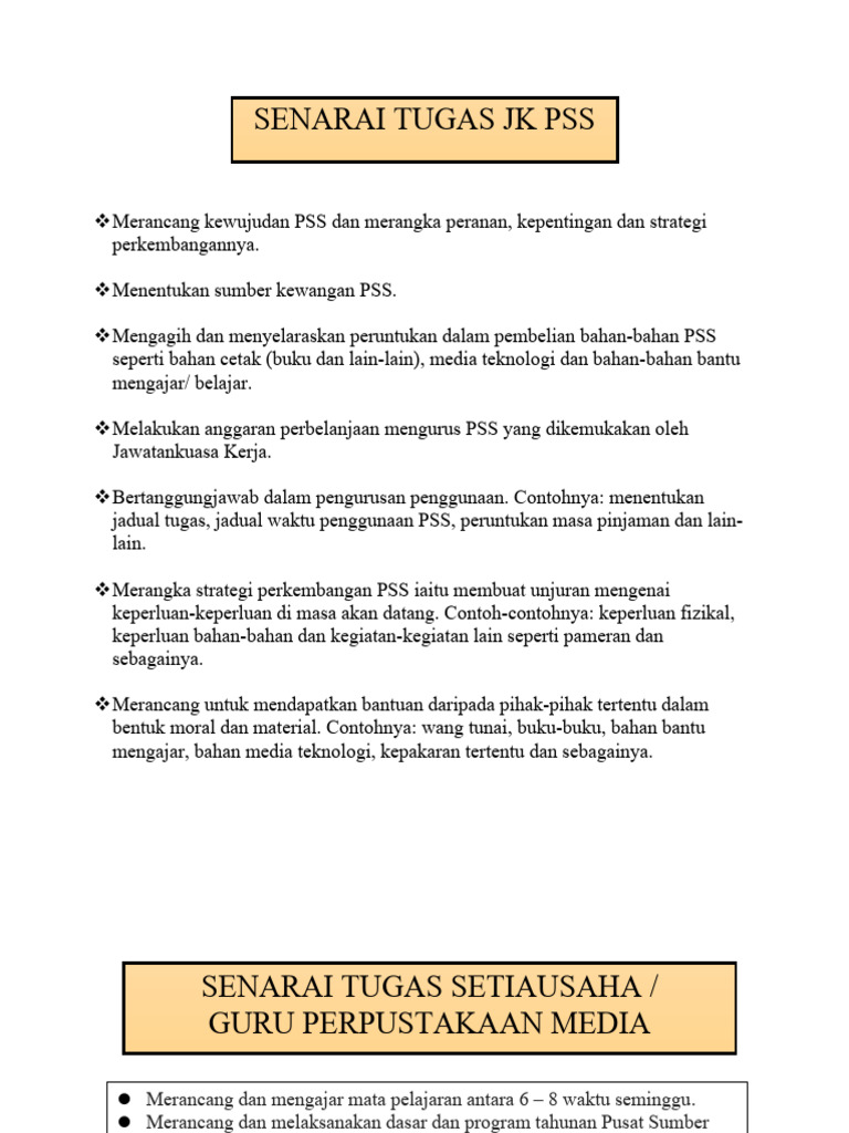 Senarai Tugas Guru PSS 2023 | PDF
