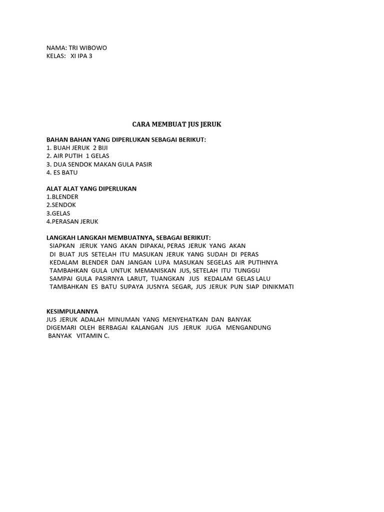 Cara Membuat Jus Jeruk | PDF