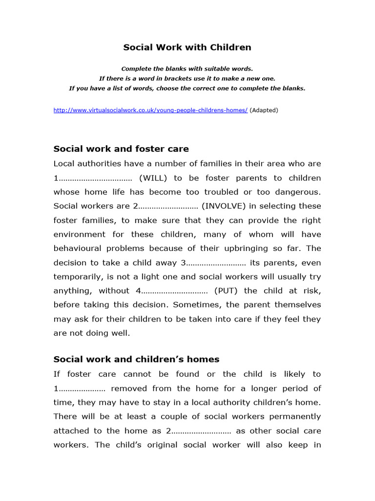 Social Work With Children | PDF