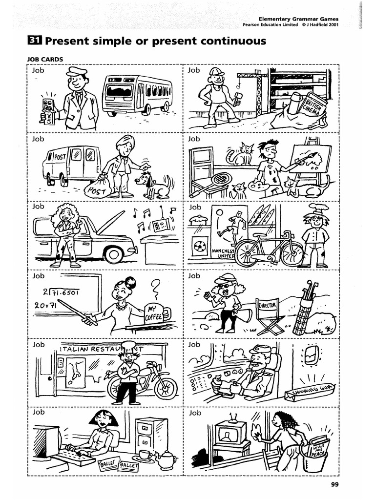 Elementary Grammar Games Present Simple Continuous | PDF