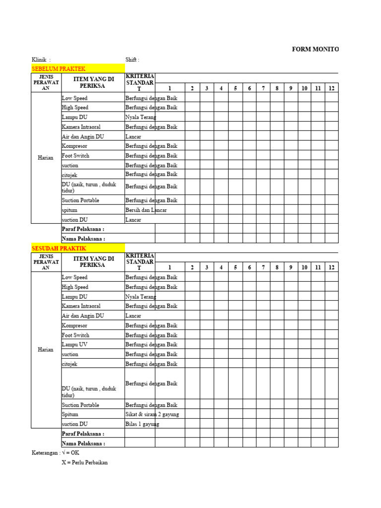 Form Monitoring Alat | PDF