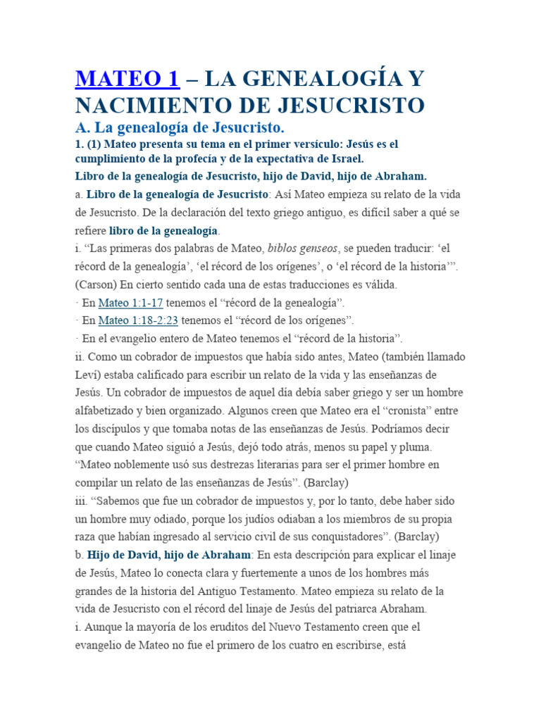 Mateo 1 | PDF | Evangelio de Mateo | Jesús