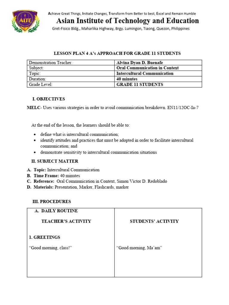 BUENAFE - 4A DLP AutoRecovered | PDF | Communication | Cross Cultural Communication