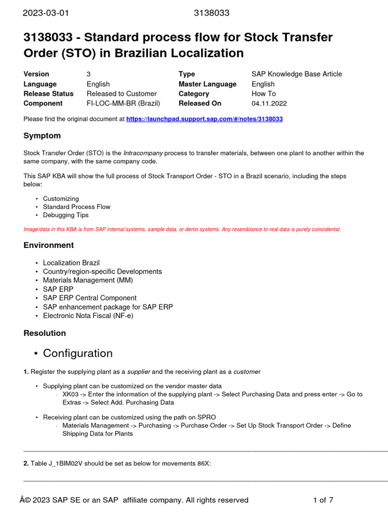 Standard Process Flow For Stock Transfer | PDF