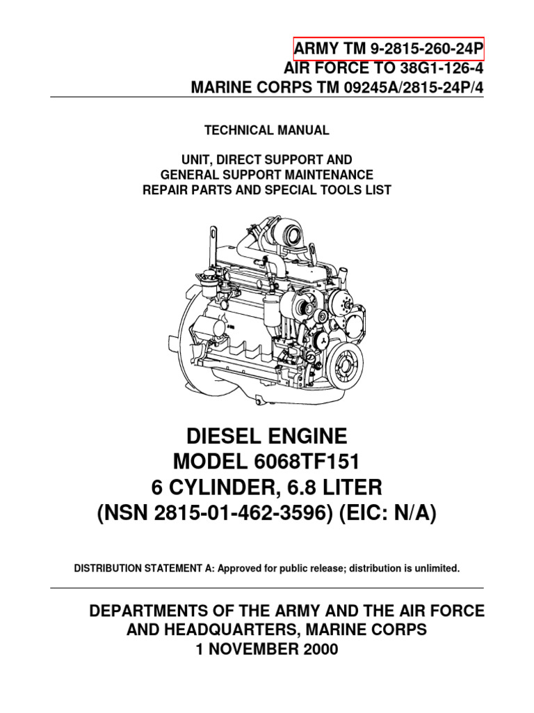 MEP806B MEP816B Engine Parts Manual TM 9 2815 260 24P | PDF
