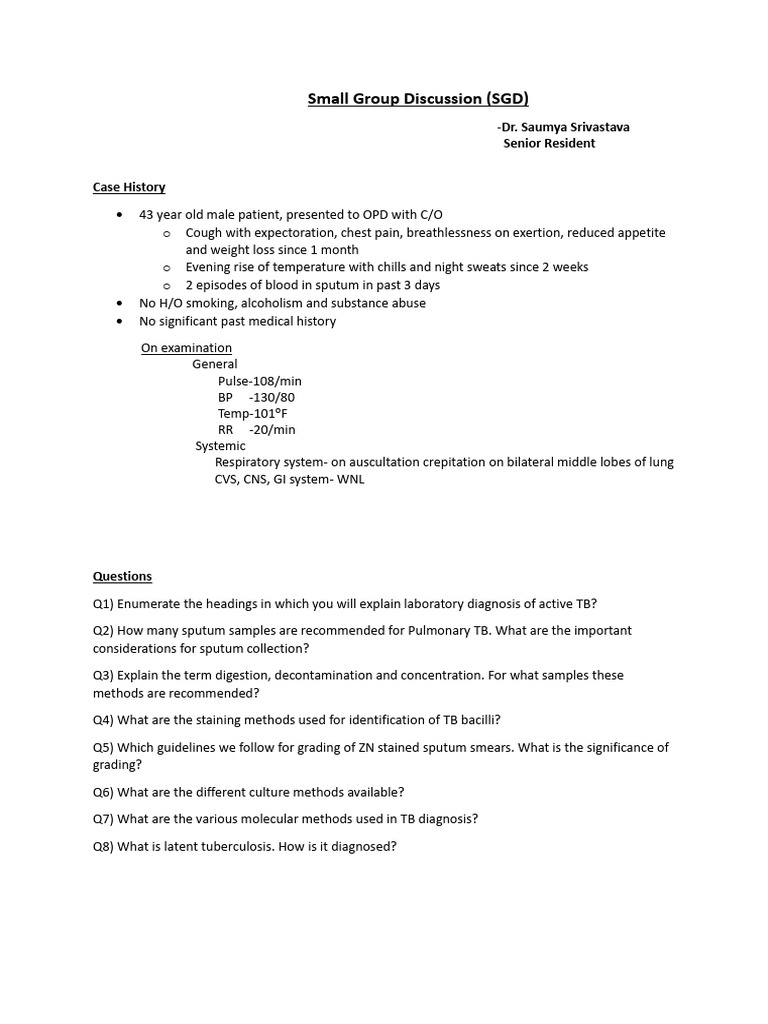 SGD of TB Diagnosis | PDF
