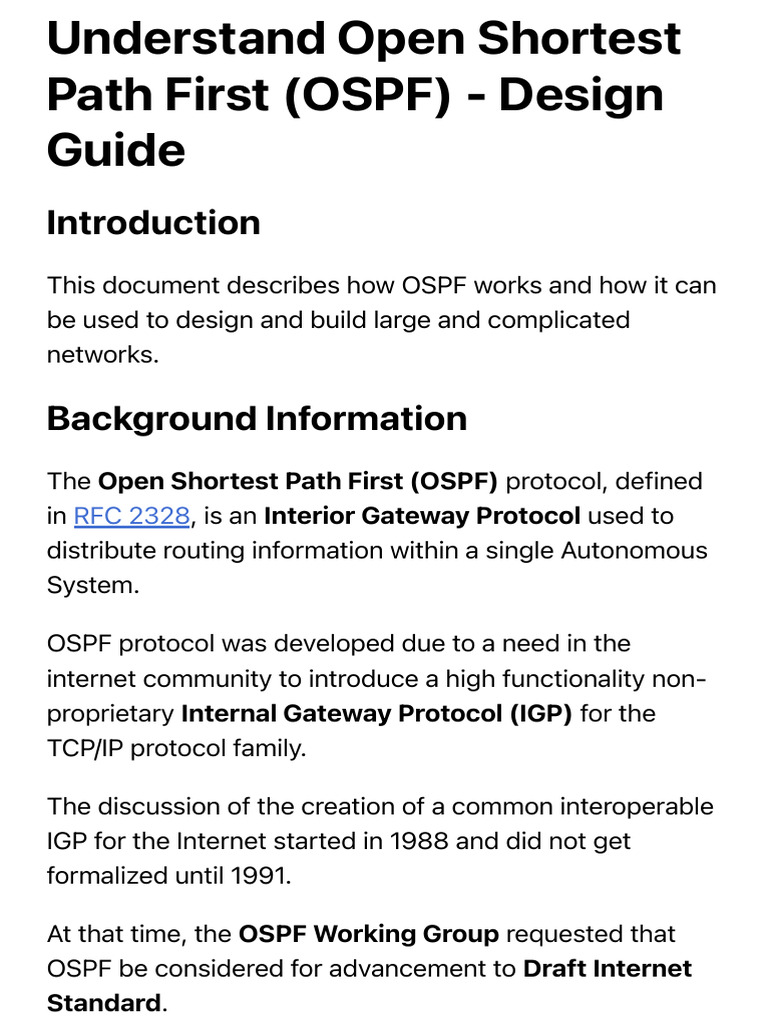 Understand Open Shortest Path First (OSPF) - Design Guide - Cisco ...