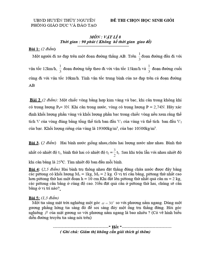 Vat Ly 8 - HSG - 15 | PDF