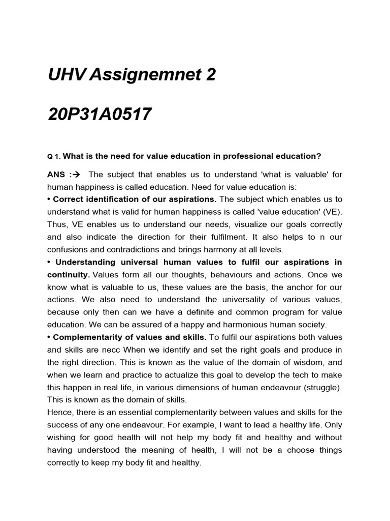 Uhv Assignment | PDF