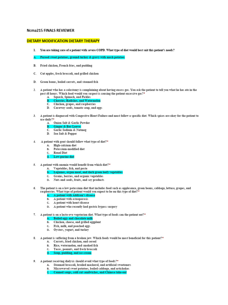 Ncma215 Final Reviewer | PDF | Fat | Saturated Fat
