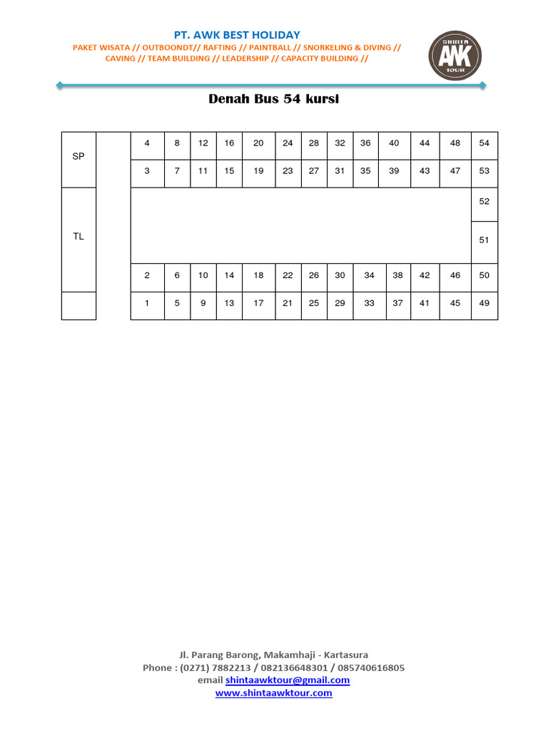 Denah Bus 54 Kursi | PDF