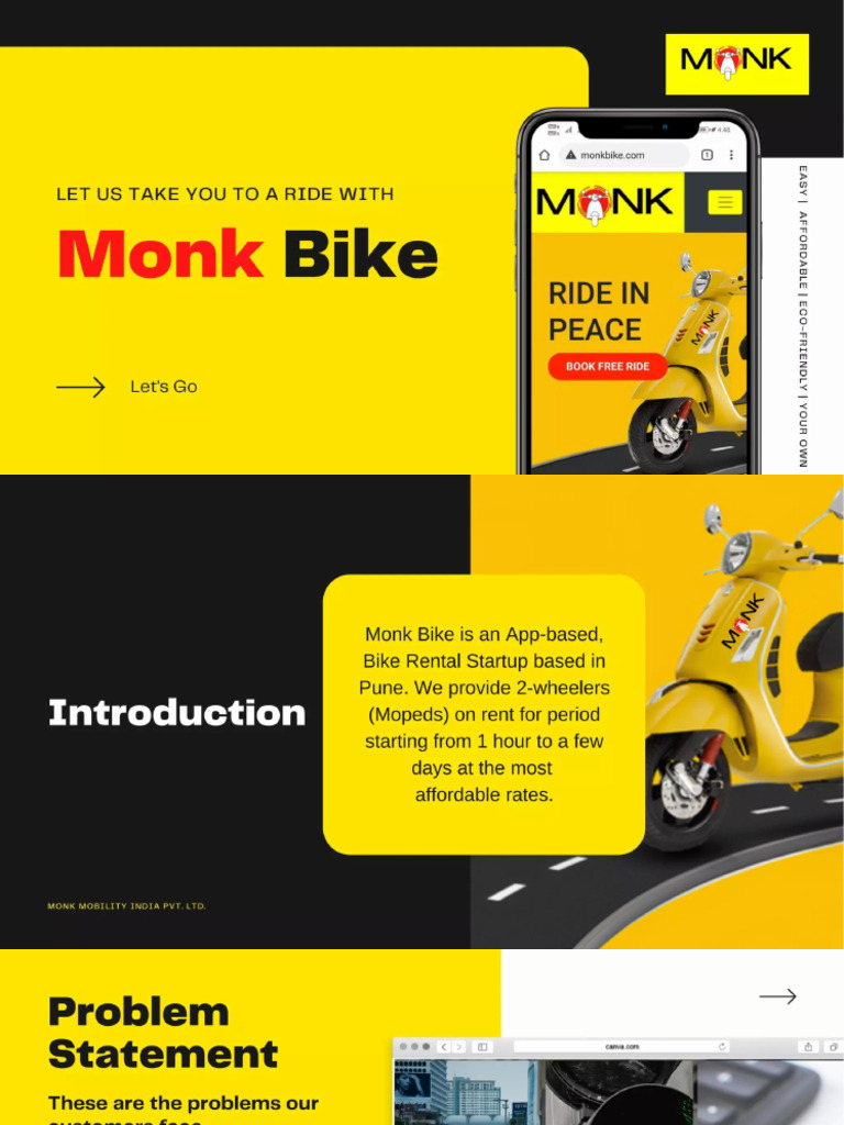 Monk Bike Bike Rental Company Presentation | PDF