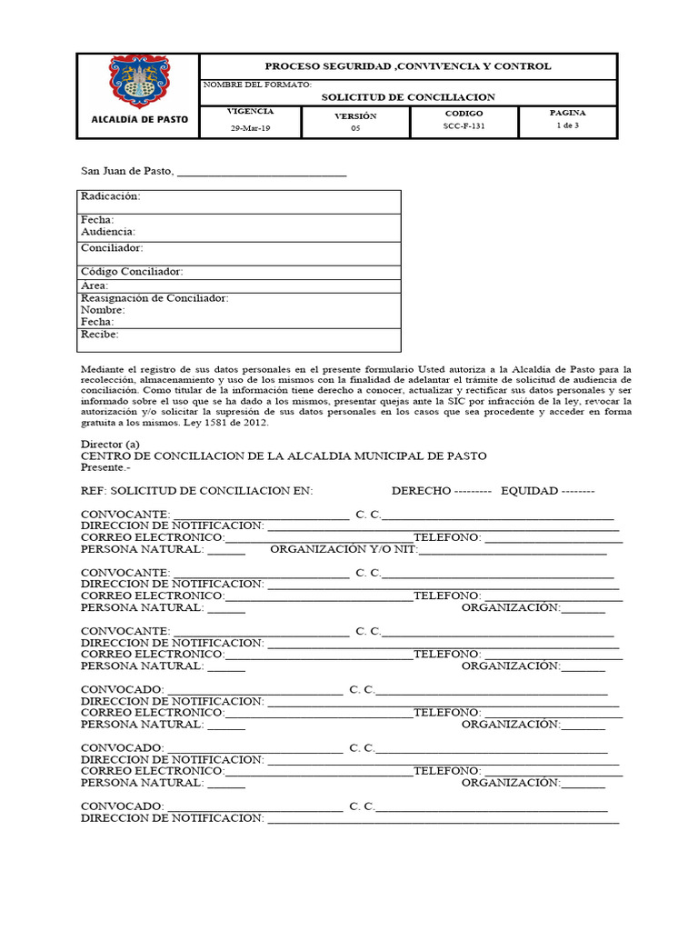 SCC F 131 Solicitud de Conciliacion v5 | PDF