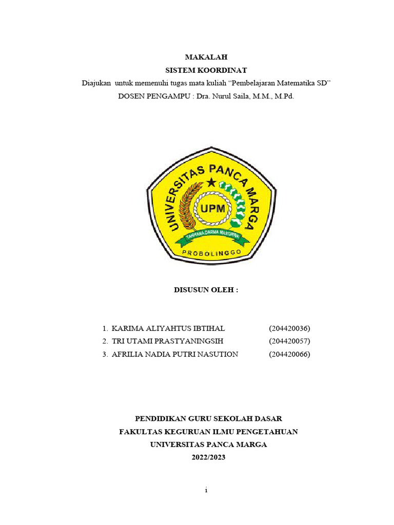 Makalah MTK Kel. 2 Sistem Koordinat | PDF