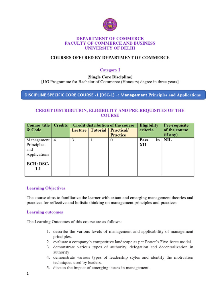 NEP Commerce Sem 1 Syllabus | PDF | Accounting | Valuation (Finance)