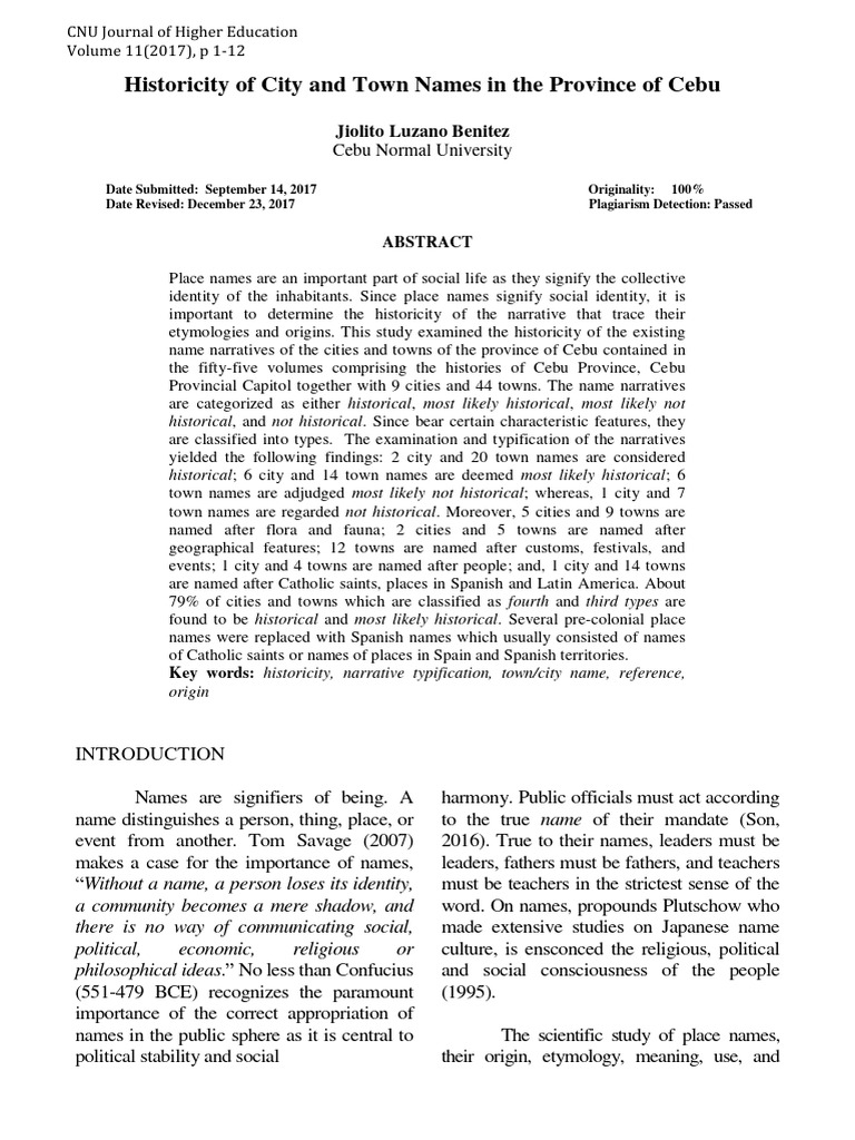 Historicity of Cebu City and Town Names | PDF | Narrative | Cebu