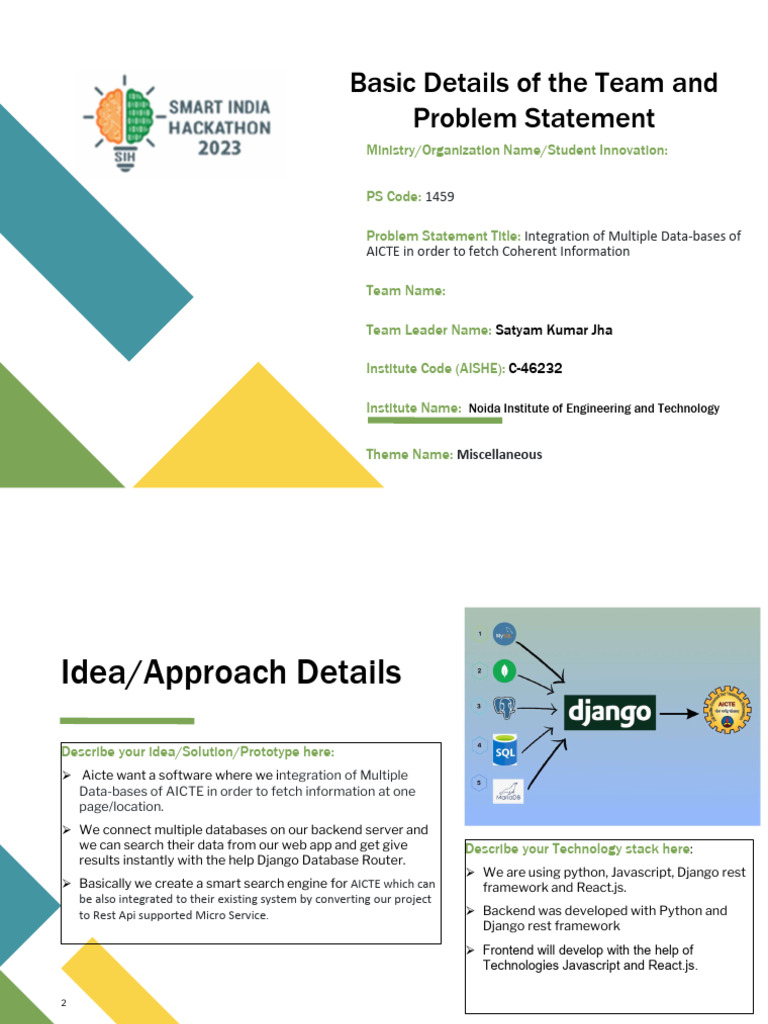 SIH 2024 pdf format for presentation | PDF