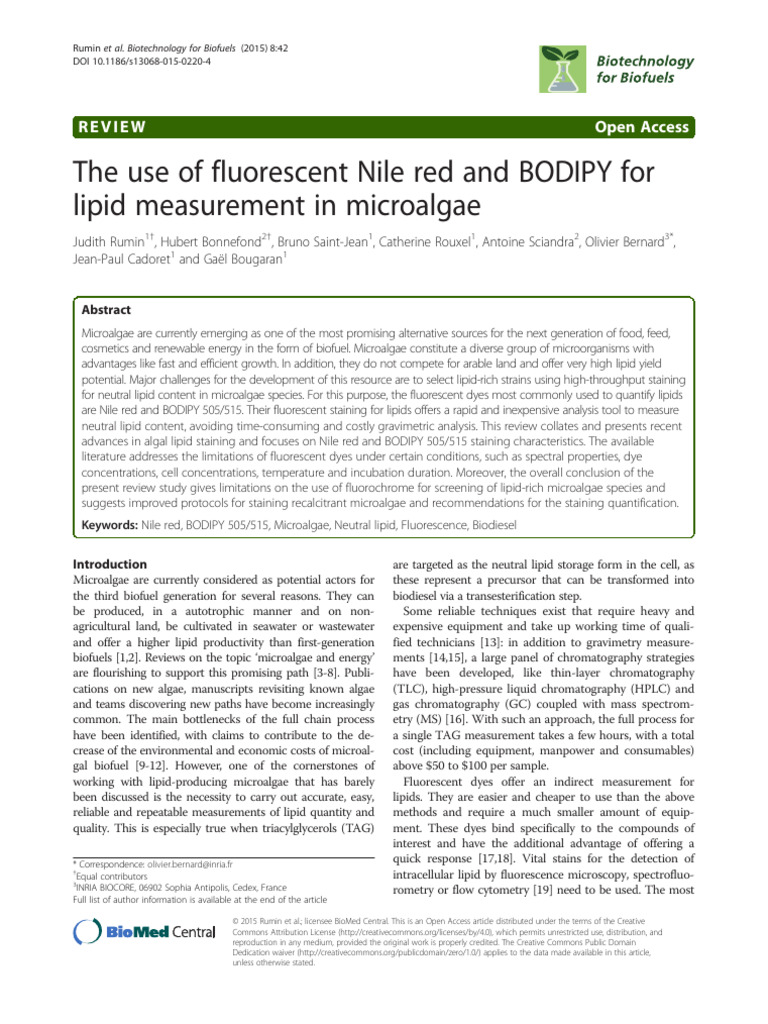 3.a.The use of fluorescent Nile red and BODIPY for lipid measurement in ...
